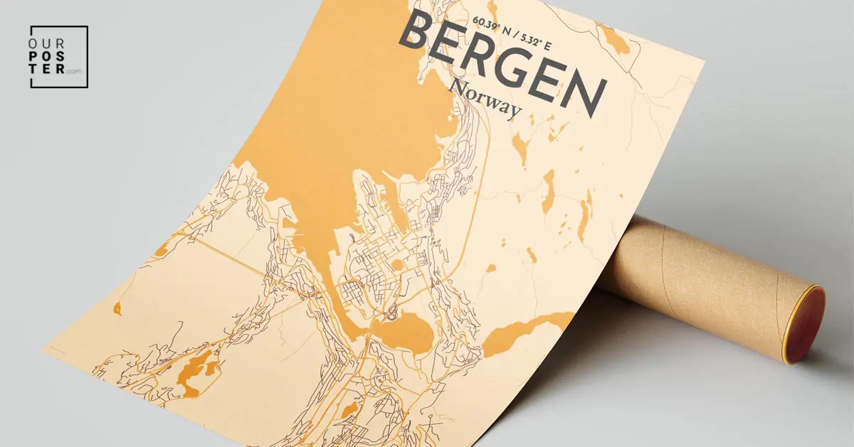 Bergen City Map, Art Print, Wall Decor - OurPoster.com