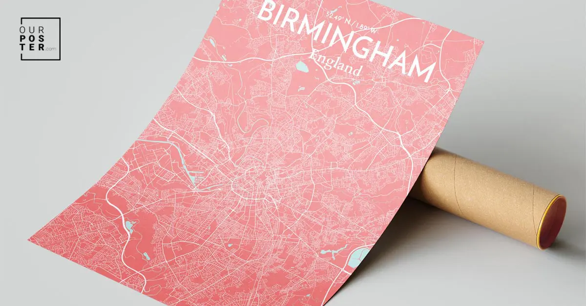 Birmingham City Map, Art Print, Wall Decor - OurPoster.com