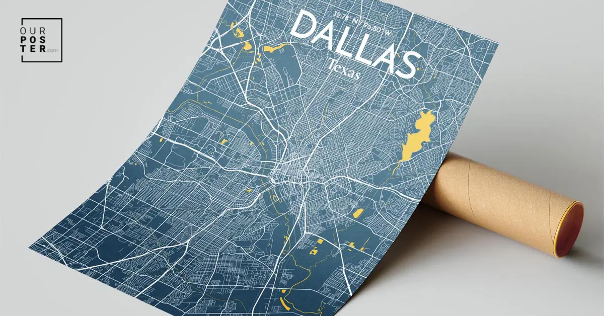 Dallas City Map, Art Print, Wall Decor - OurPoster.com