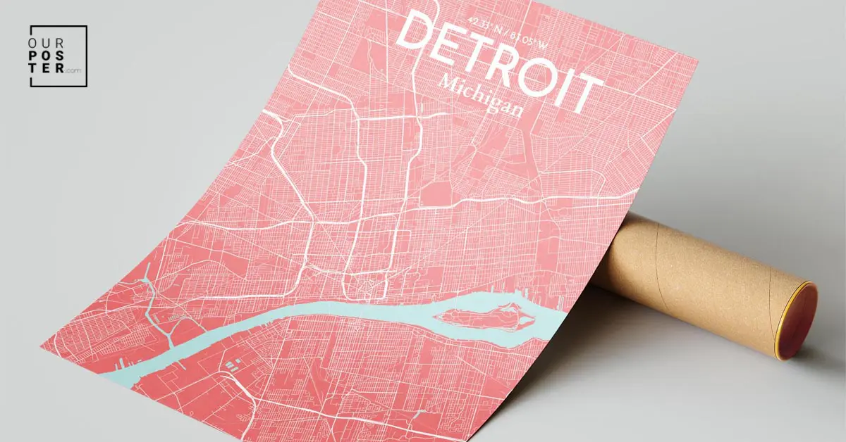 Detroit City Map, Art Print, Wall Decor - OurPoster.com