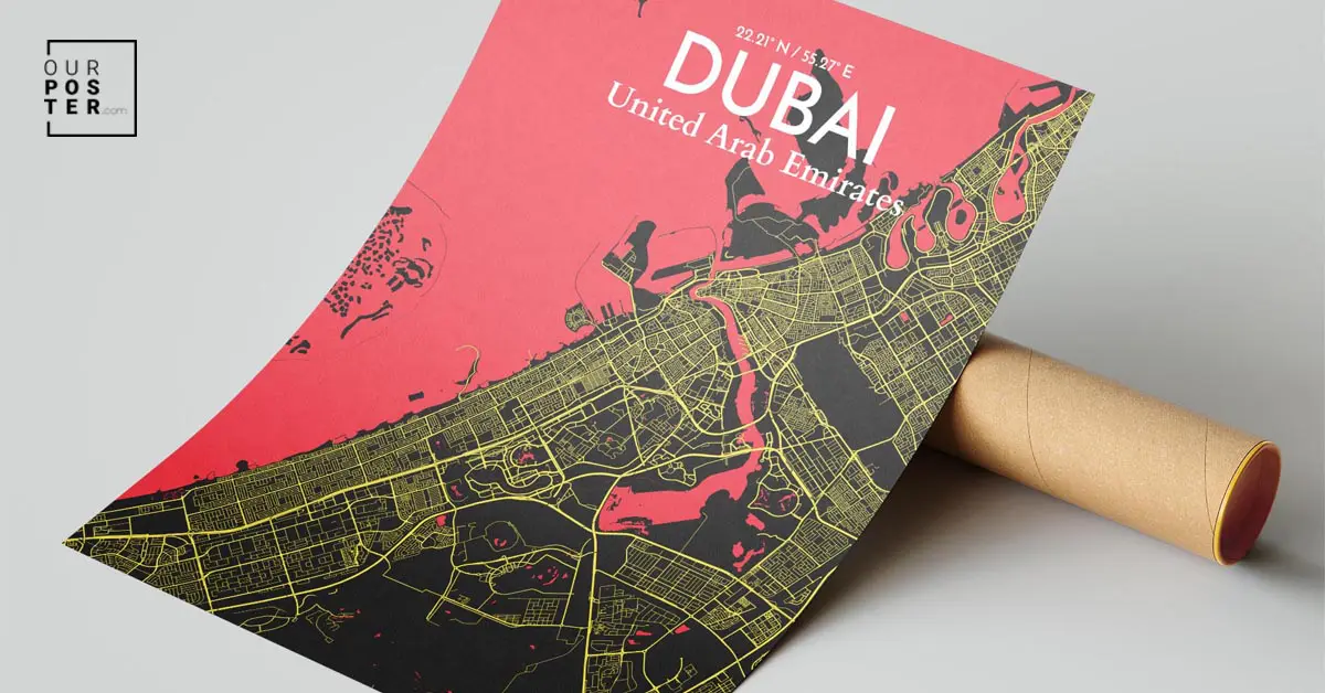 Dubai City Map, Art Print, Wall Decor - OurPoster.com