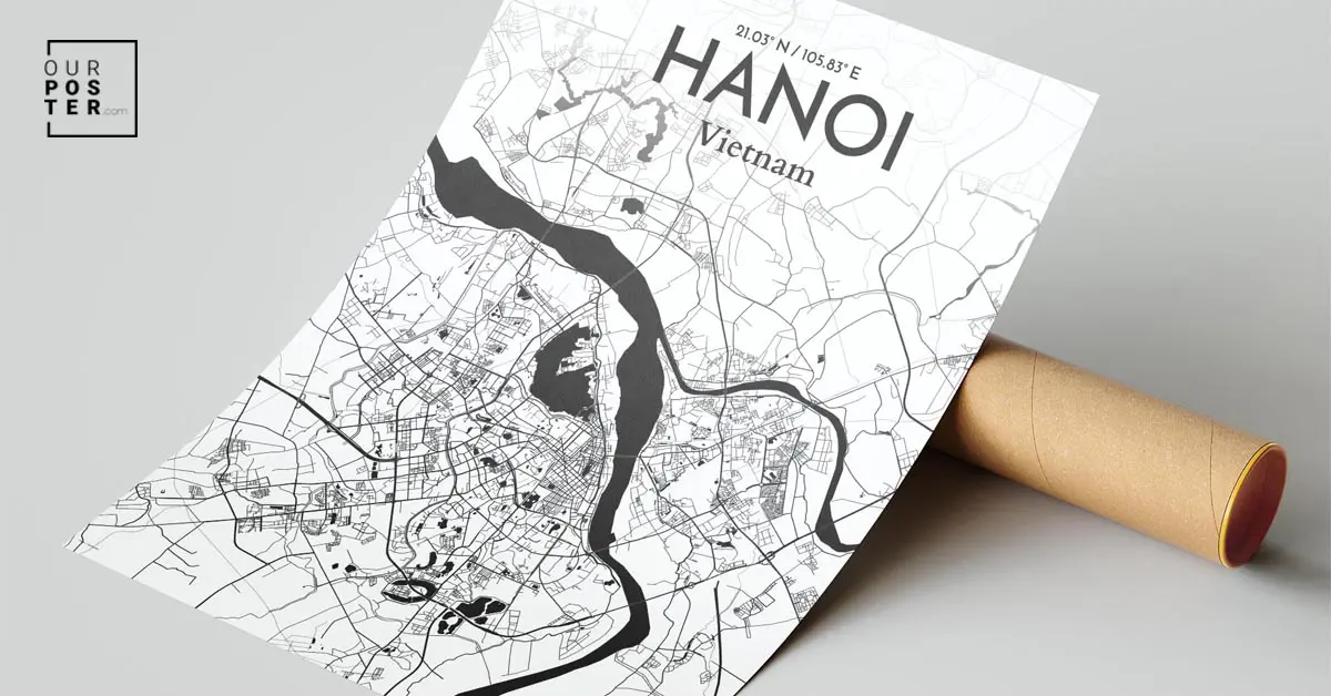 Hanoi City Map, Art Print, Wall Decor - OurPoster.com