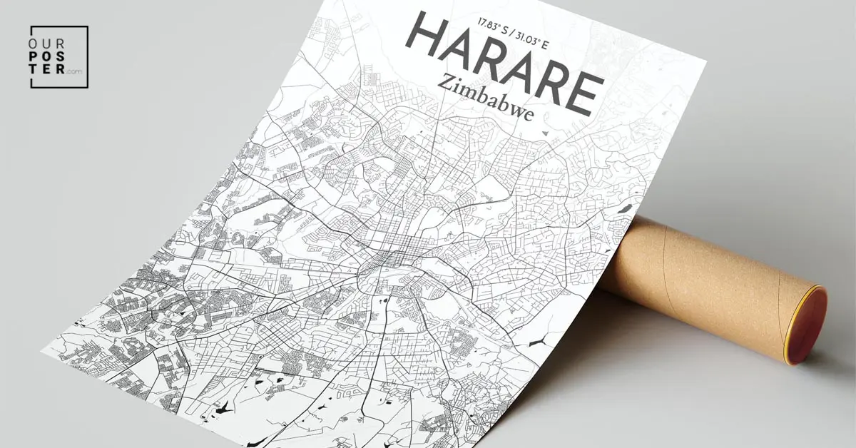 Harare City Map, Art Print, Wall Decor - OurPoster.com