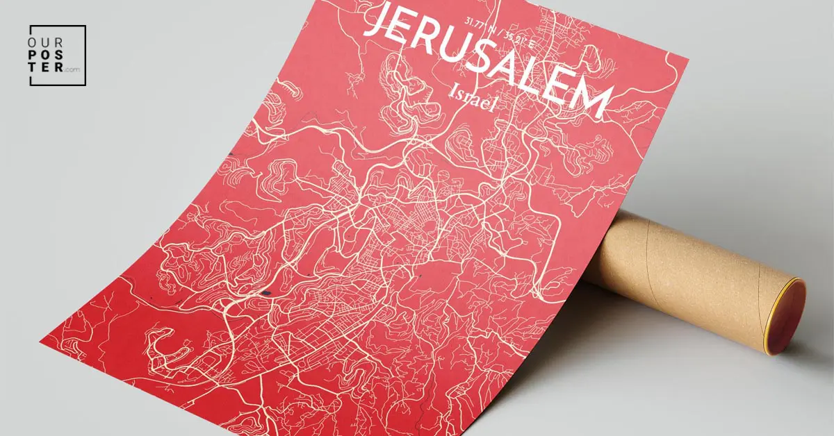 Jerusalem City Map, Art Print, Wall Decor - OurPoster.com