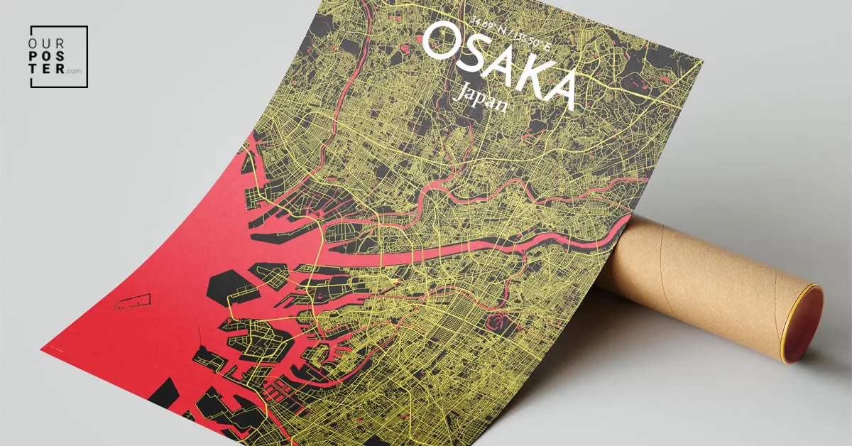 Osaka City Map, Art Print, Wall Decor - OurPoster.com