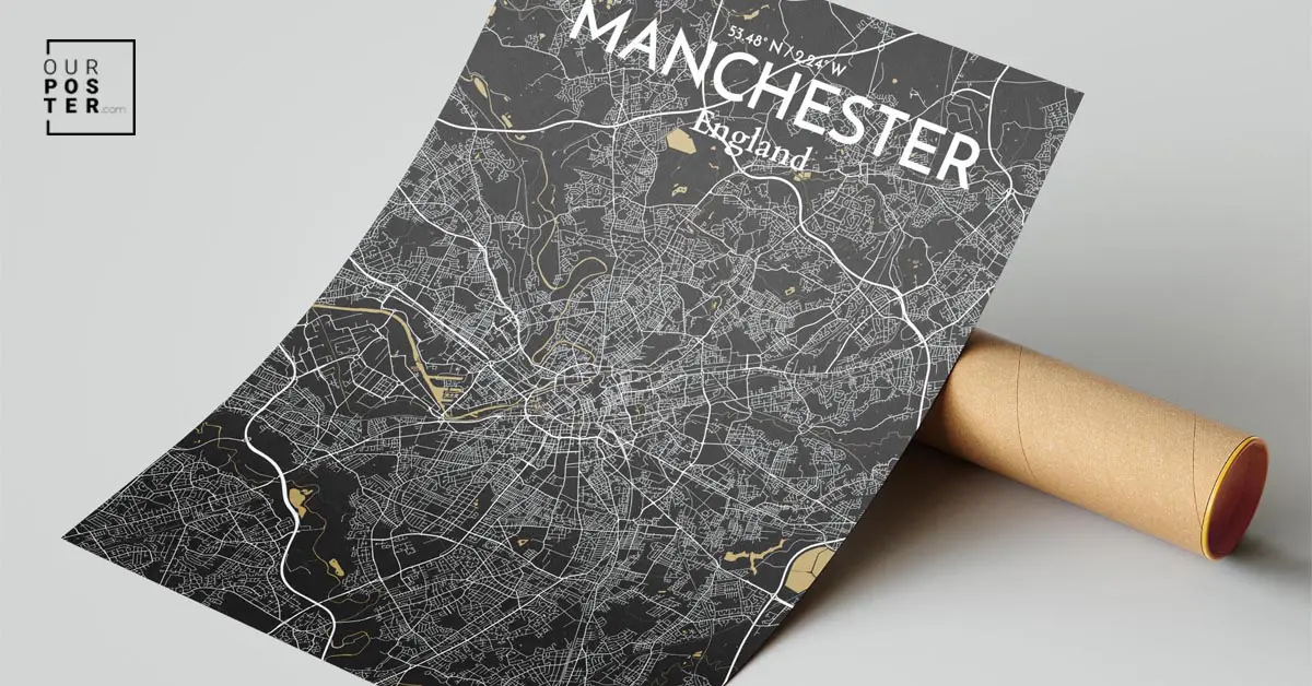 Manchester City Map, Art Print, Wall Decor - OurPoster.com