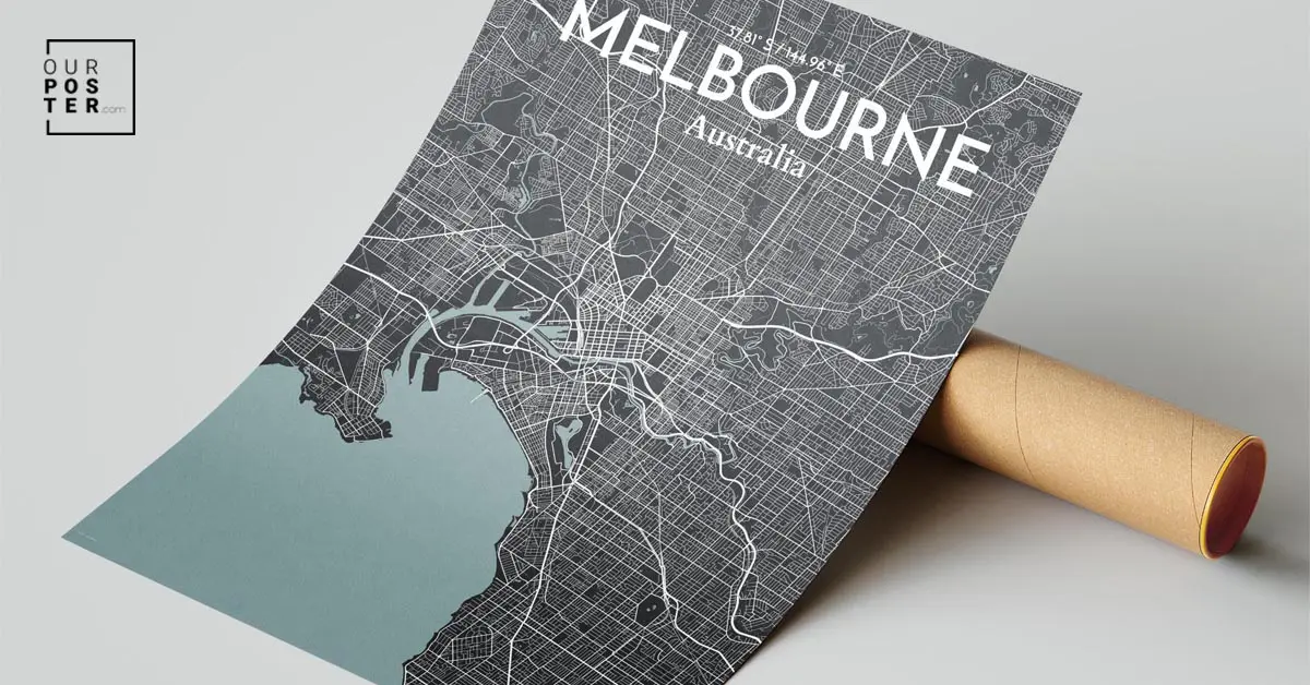 Melbourne City Map, Art Print, Wall Decor - OurPoster.com