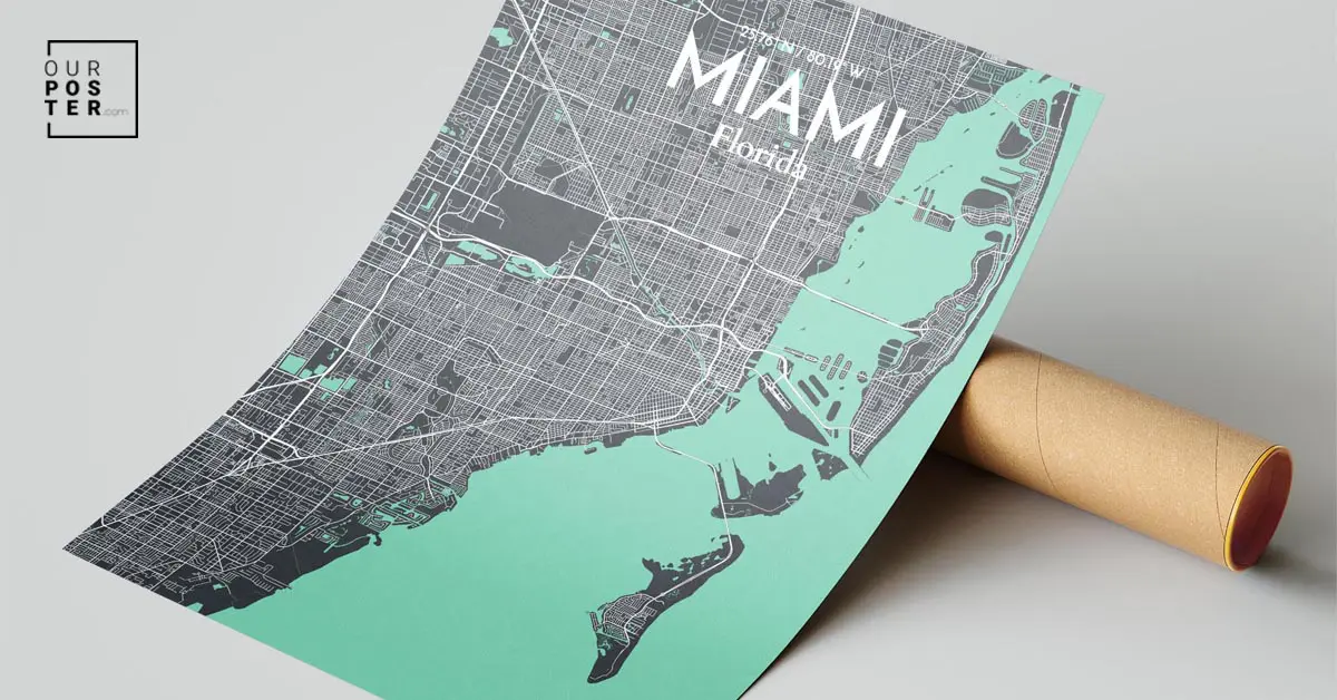 Miami City Map, Art Print, Wall Decor - OurPoster.com