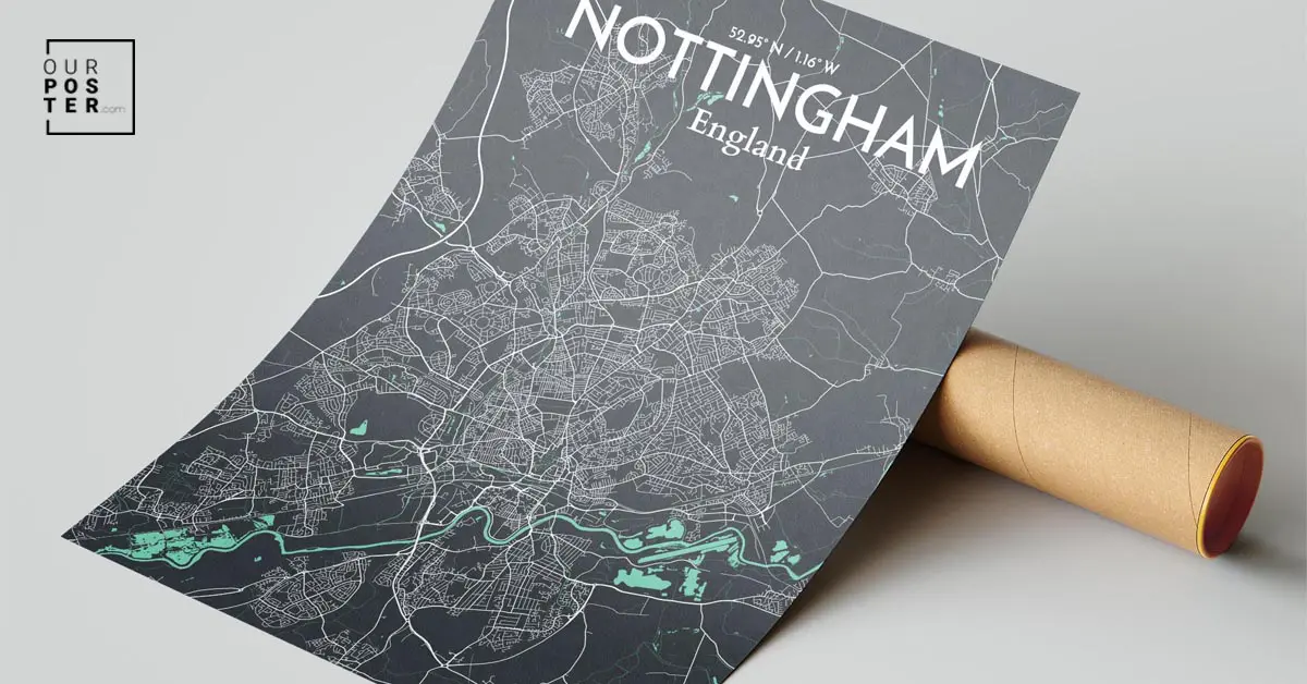 Nottingham City Map, Art Print, Wall Decor - OurPoster.com
