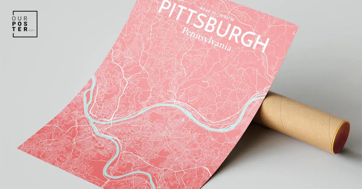 Pittsburgh City Map, Art Print, Wall Decor - OurPoster.com