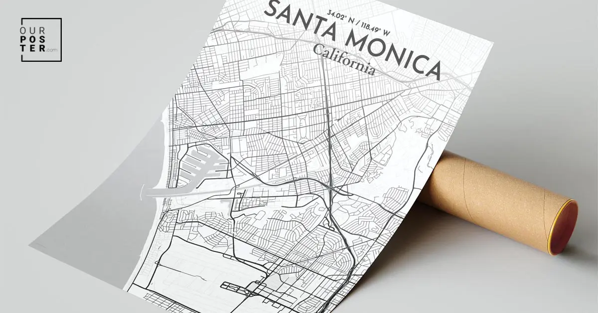 Santa Monica City Map, Art Print, Wall Decor - OurPoster.com
