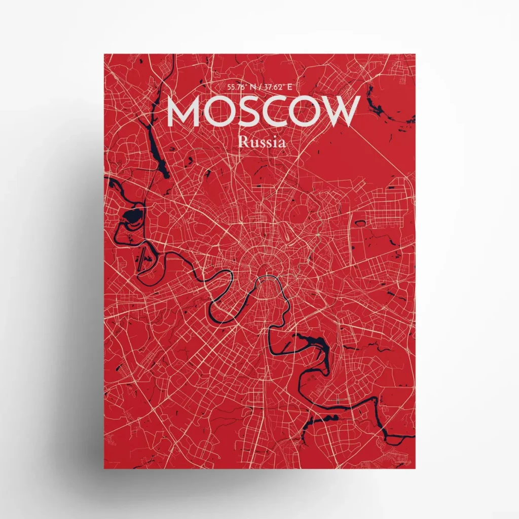 Moscow City Map, Art Print, Wall Decor - OurPoster.com