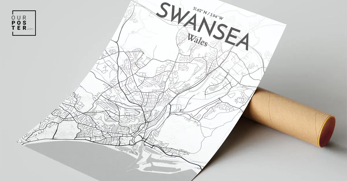 Swansea City Map, Art Print, Wall Decor - OurPoster.com