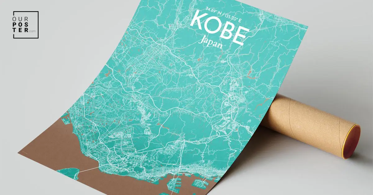 Kobe City Map, Art Print, Wall Decor - OurPoster.com