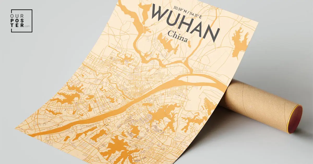 Wuhan City Map, Art Print, Wall Decor - OurPoster.com