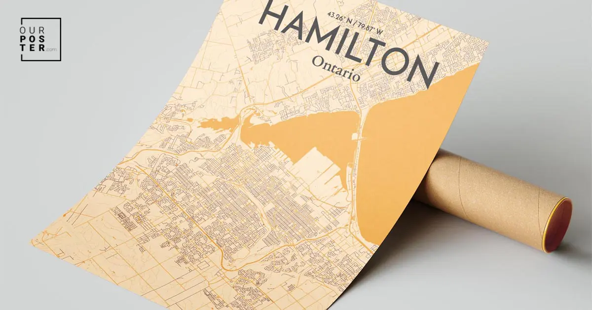 Hamilton City Map, Art Print, Wall Decor - OurPoster.com